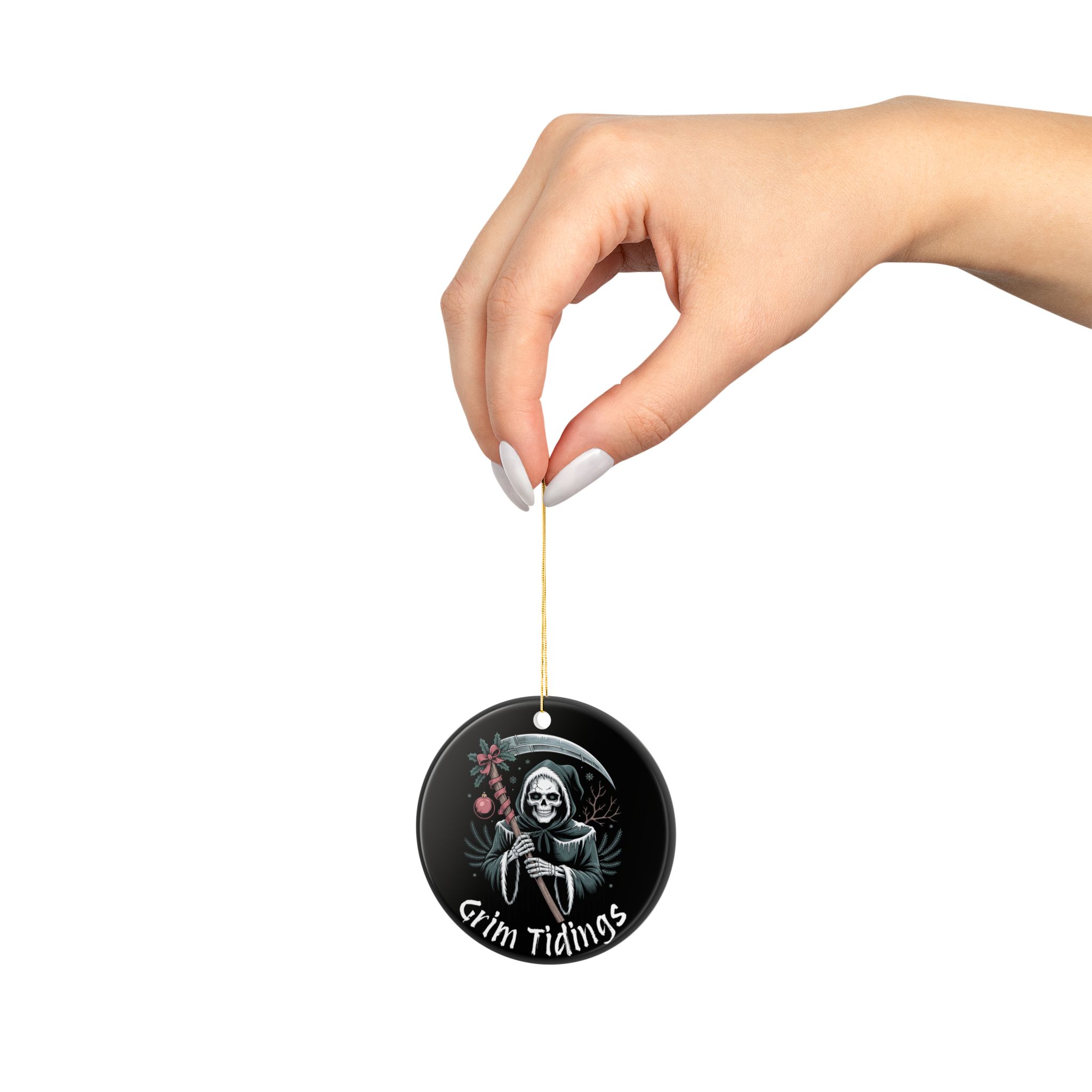 Grim Tidings Ceramic Ornament — Gothic Reaper Christmas Decoration ...